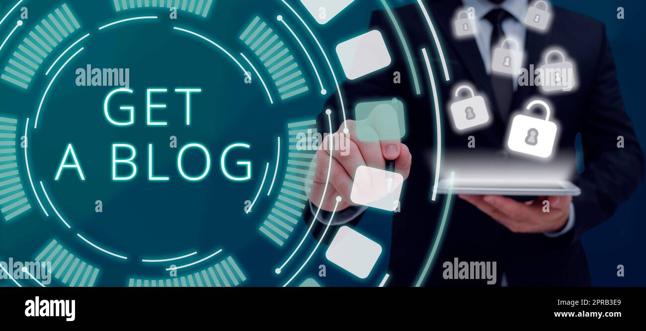 Inspiration showing sign Get A Blog. Business approach Start writing on ...