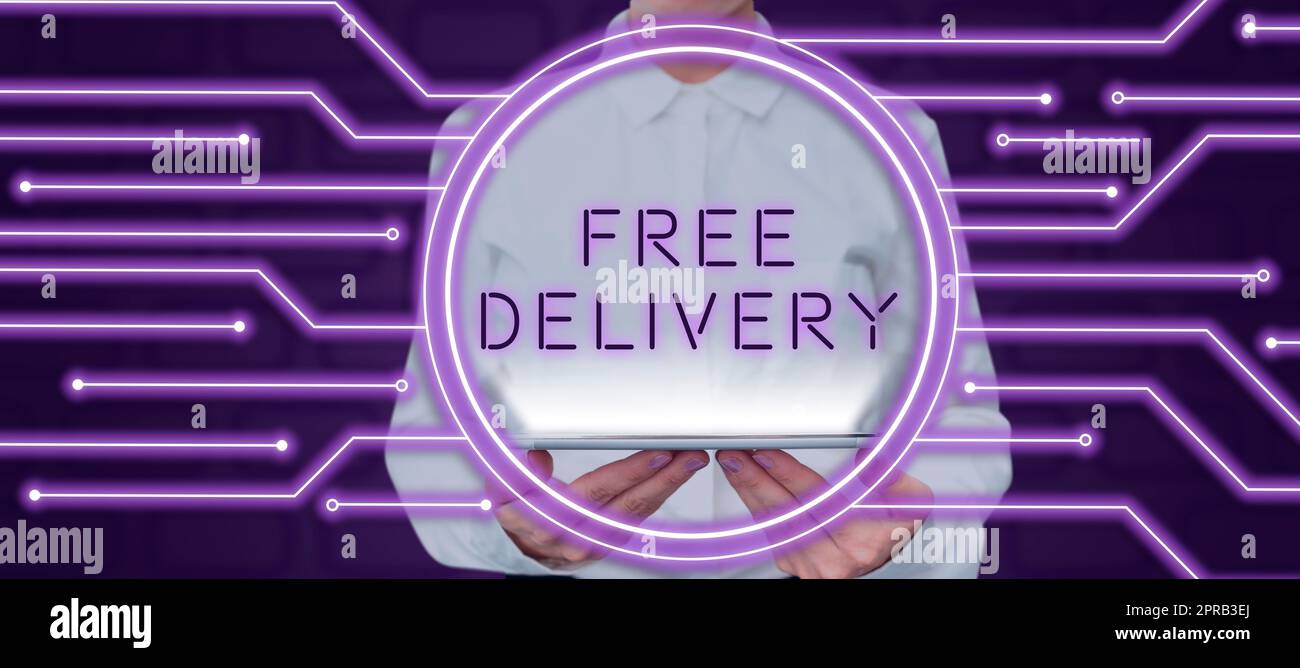 Hand writing sign Free Delivery. Business approach Shipping Package ...