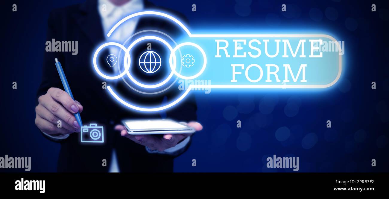 Hand writing sign Resume Form. Internet Concept describe the layout ...