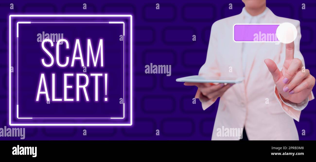 Sign displaying Scam Alert. Business idea warning someone about scheme ...