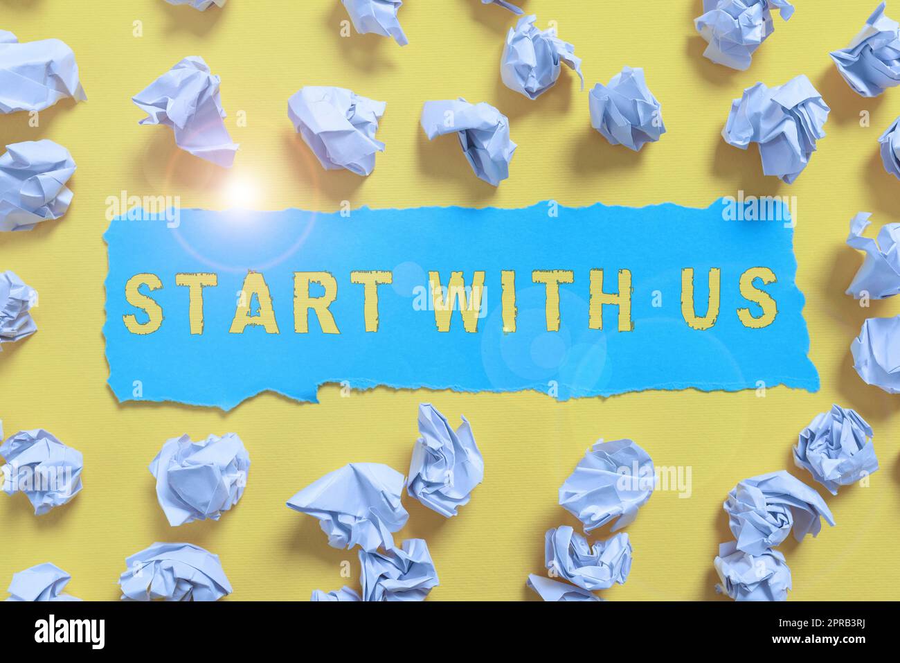 Text caption presenting Start With Us. Business showcase Get started on ...