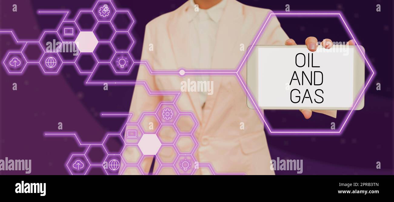 Text sign showing Oil And Gas. Concept meaning Exploration Extraction ...