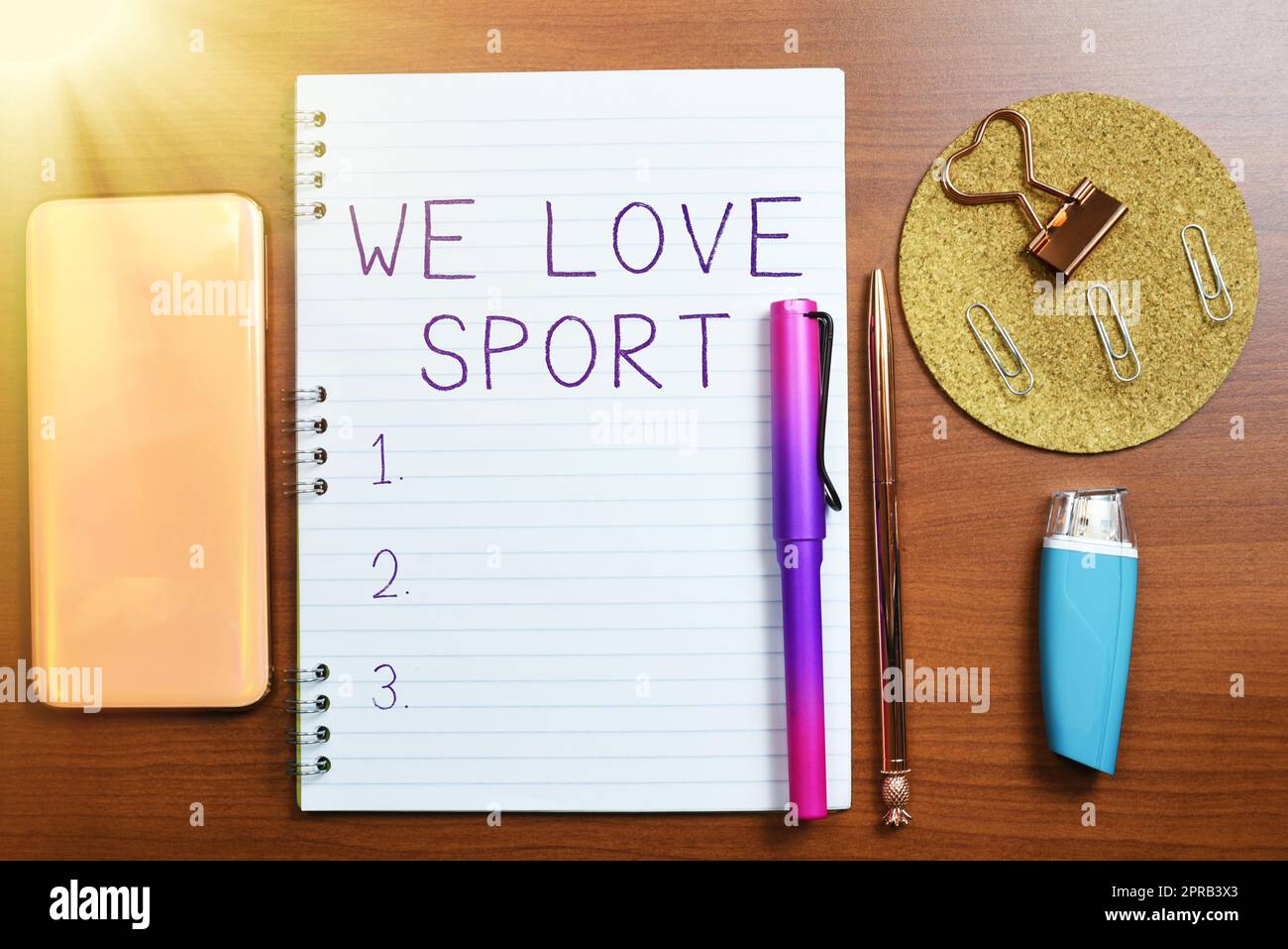 Writing displaying text We Love Sport. Business concept To like a lot ...