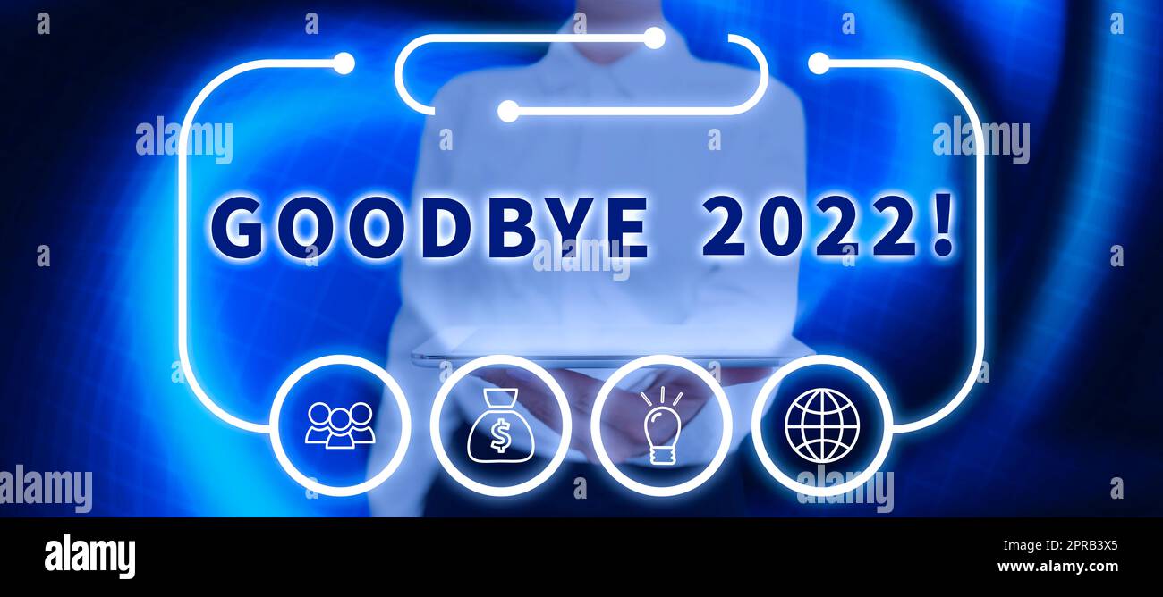 Sign displaying Goodbye 2022. Business showcase New Year Eve Milestone ...
