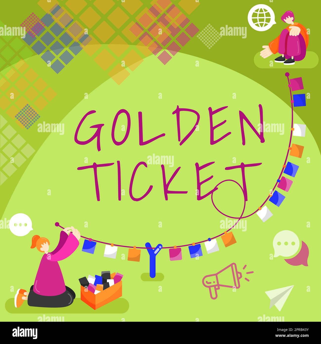 Conceptual display Golden Ticket, Business overview Rain Check Access ...