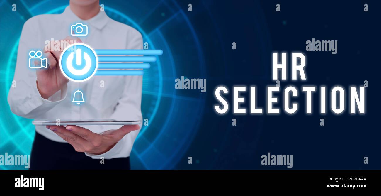 Writing Displaying Text Hr Selection Business Showcase Process And Approached By Human