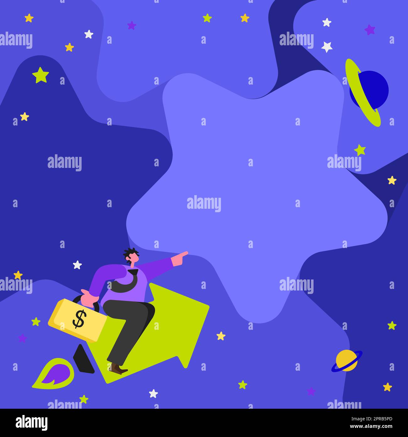 Gentleman Sitting Arrow Pointing Finger Star Representing Financial ...