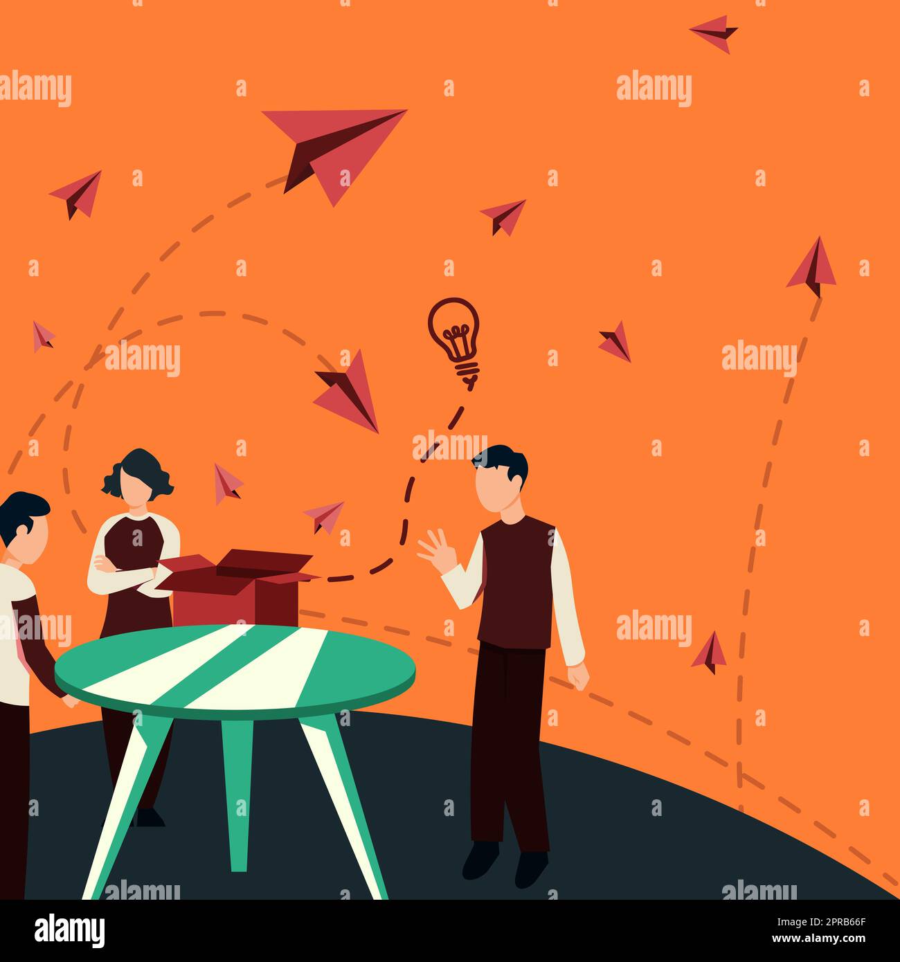 Colleagues Thinking New Innovative Ideas Around Table. Three People ...