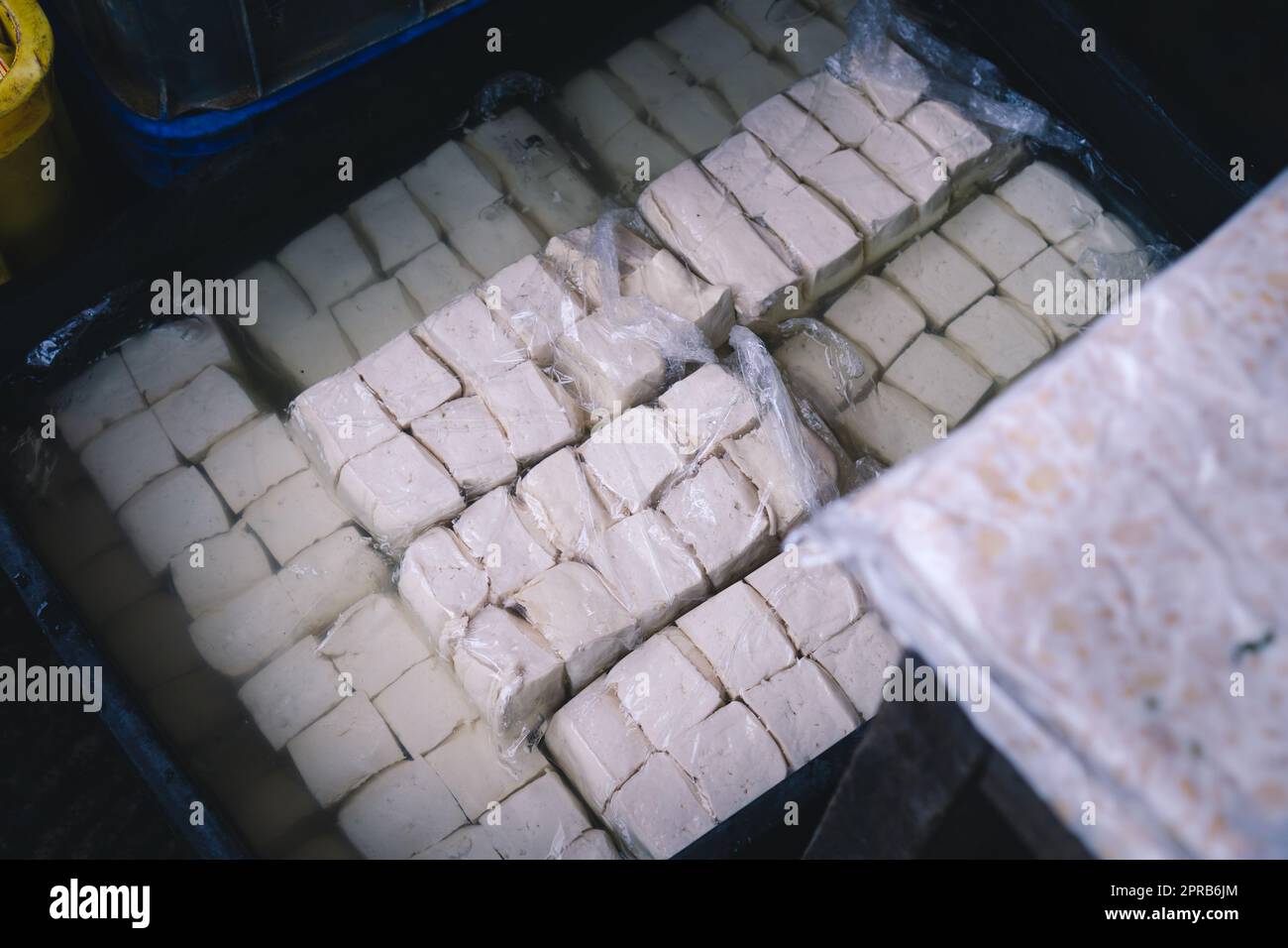 fresh tofu in local market, made from coagulating soy milk Stock Photo ...