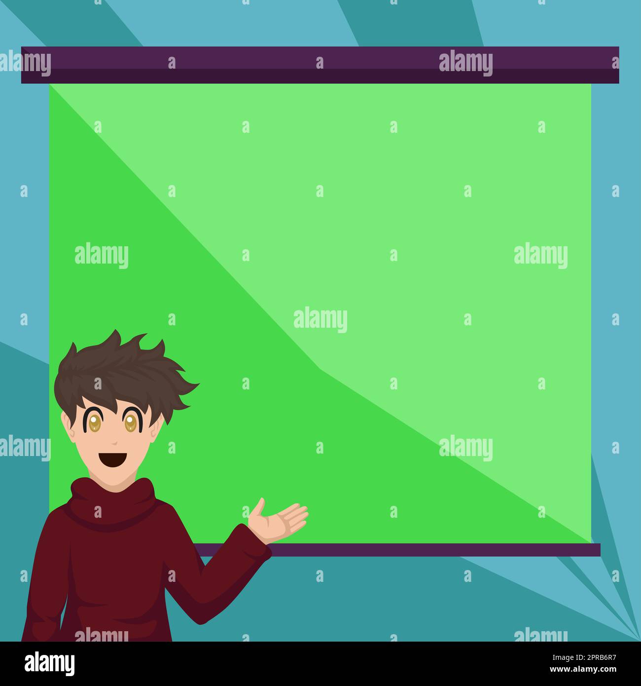 Boy Presenting Important Informations On Presentation Board. Man ...