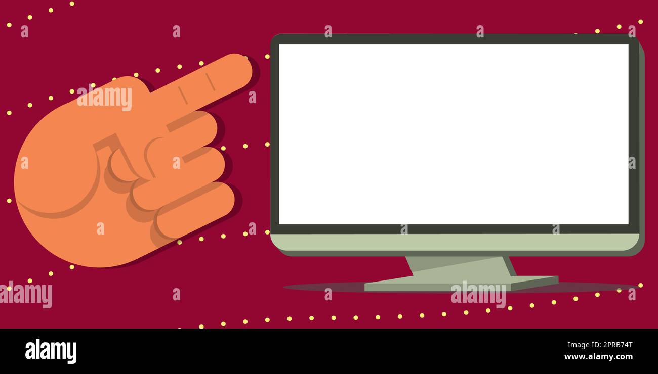 One Finger Pointing At Screen With Important Information. Hand ...