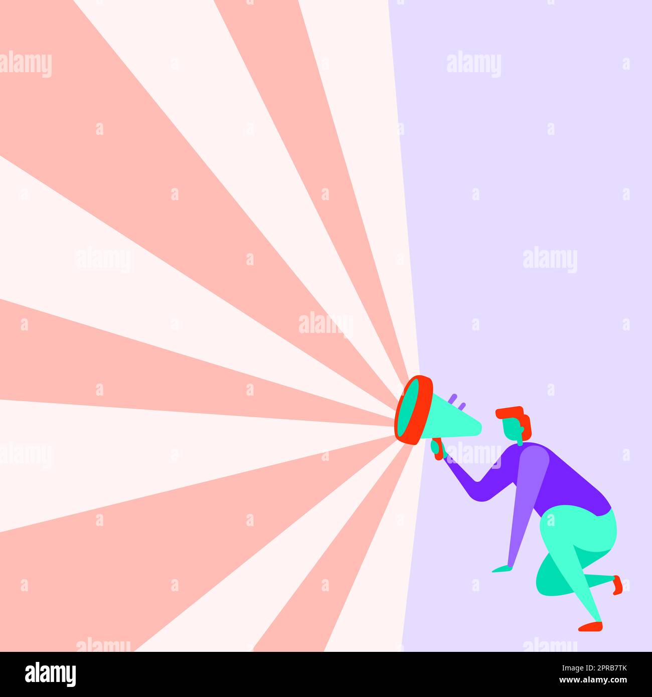 Illustration Of A Businessman Kneeling Using Megaphone In One Hand ...