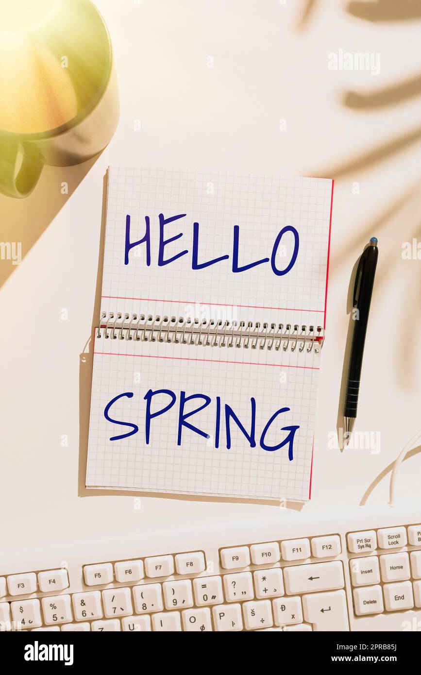 Handwriting text Hello Spring. Concept meaning Welcoming the season ...
