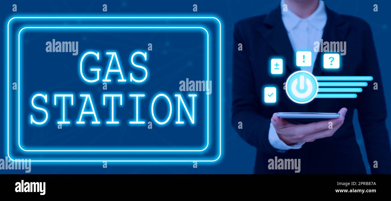 Text showing inspiration Gas Station. Business idea for servicing motor ...