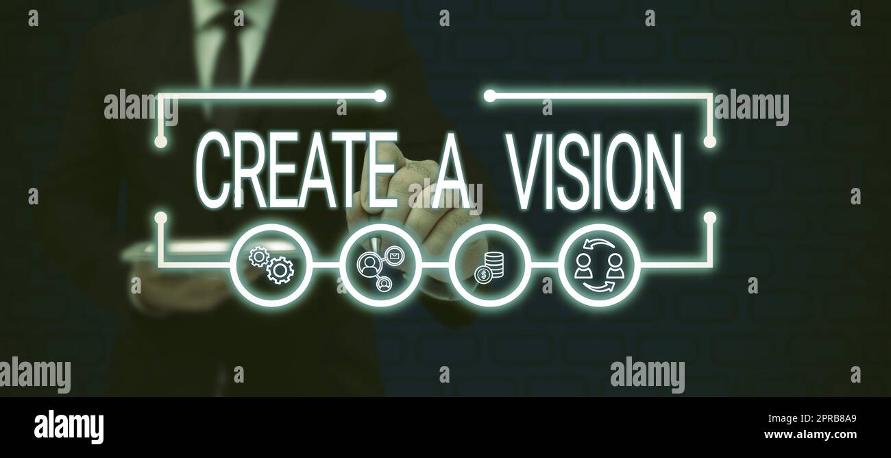 Text showing inspiration Create A Vision. Business overview Develop a ...