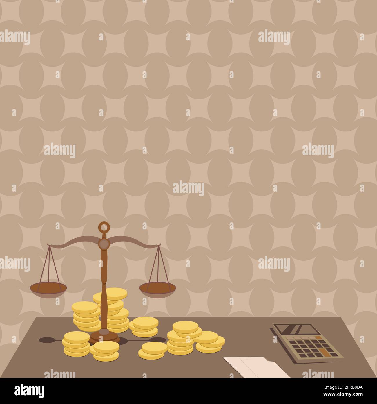 Balance Scale Surrounded By Coins Calculator Counting Financial ...