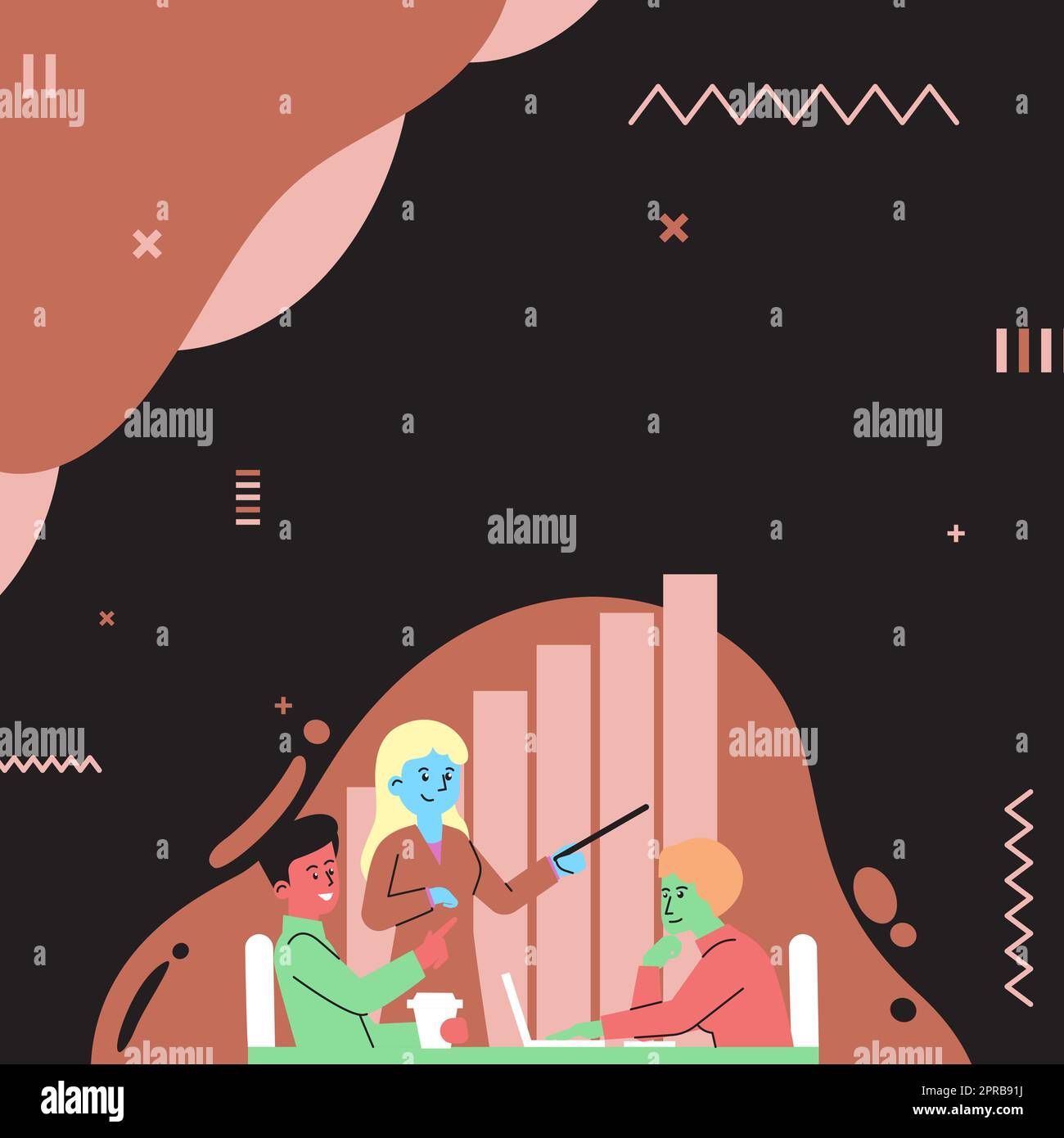 Lady Drawing Explaining To Her Teammate Process Steps. Woman Showing ...