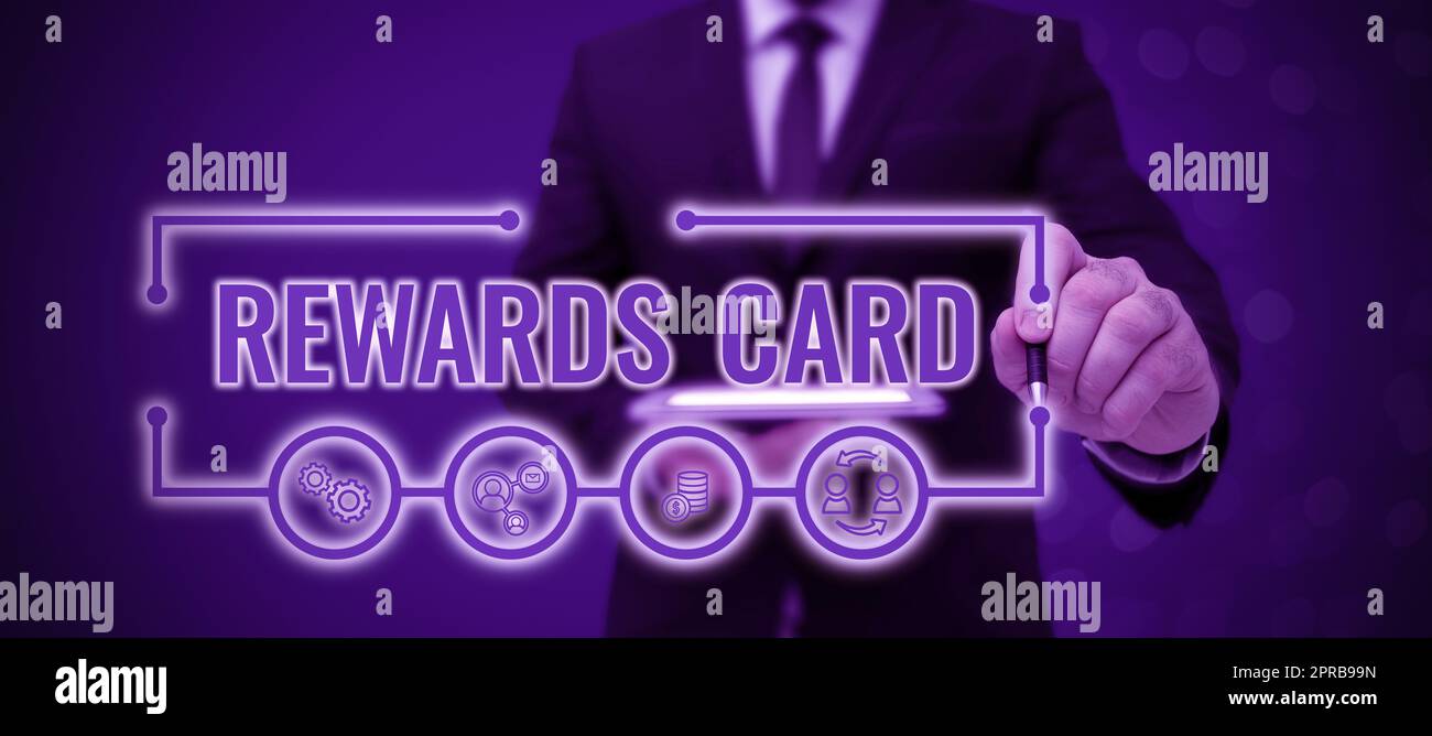 Handwriting text Rewards Card. Word Written on Help earn cash points ...