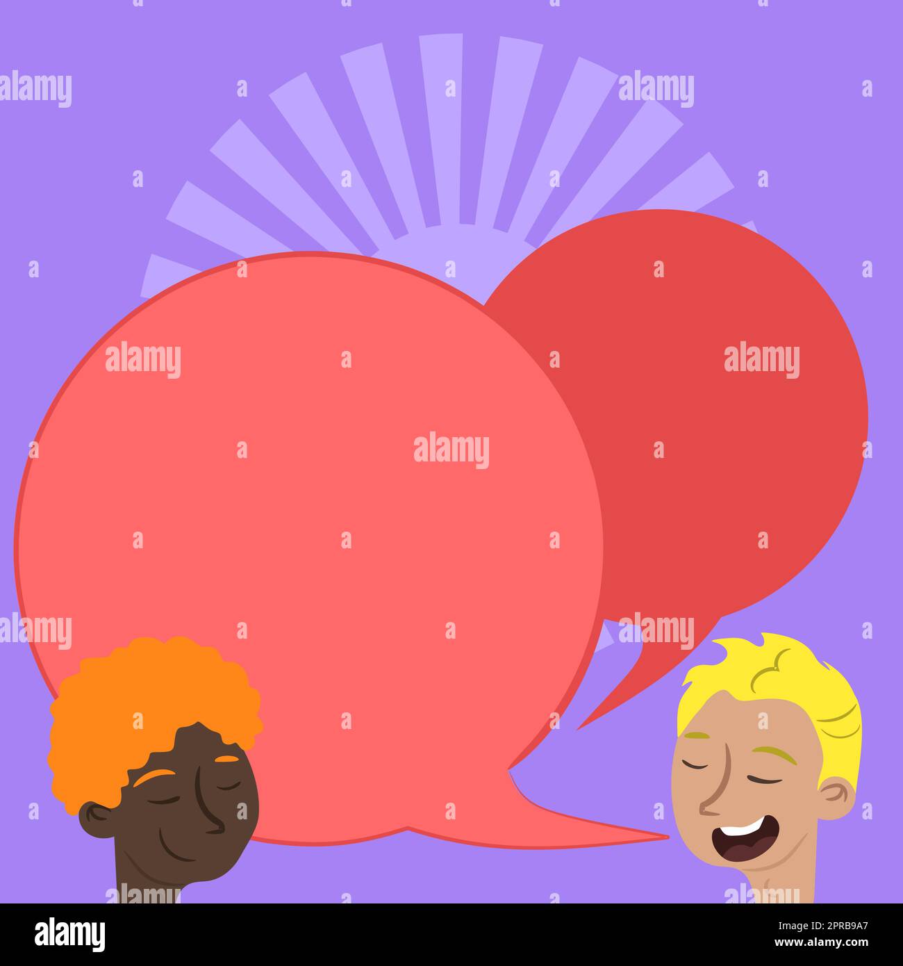 Happy Friends Drawing Standing Talking To Each Other With Speech ...