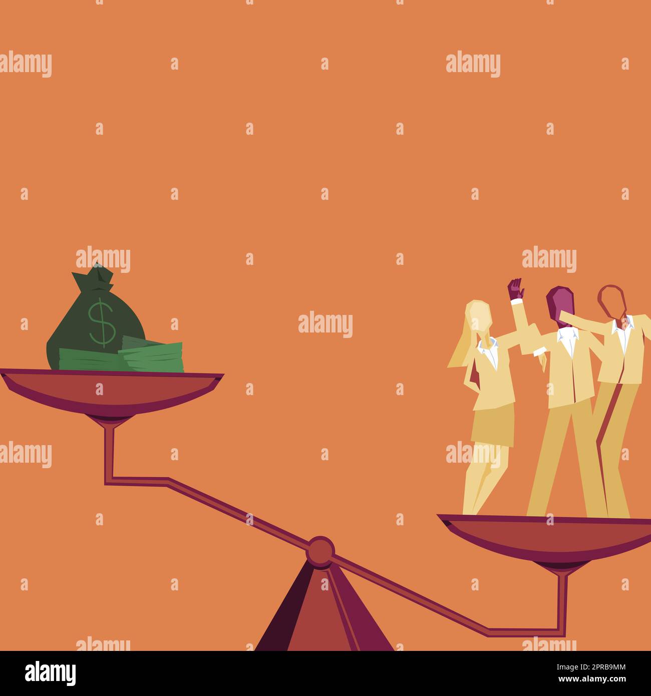 Weight scale presenting workers value over money. Colleagues achieving ...