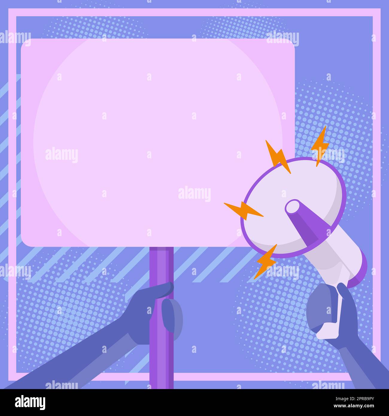 Illustration Of Hand Holding Megaphone Pointing At Blank Plaque In Hand ...