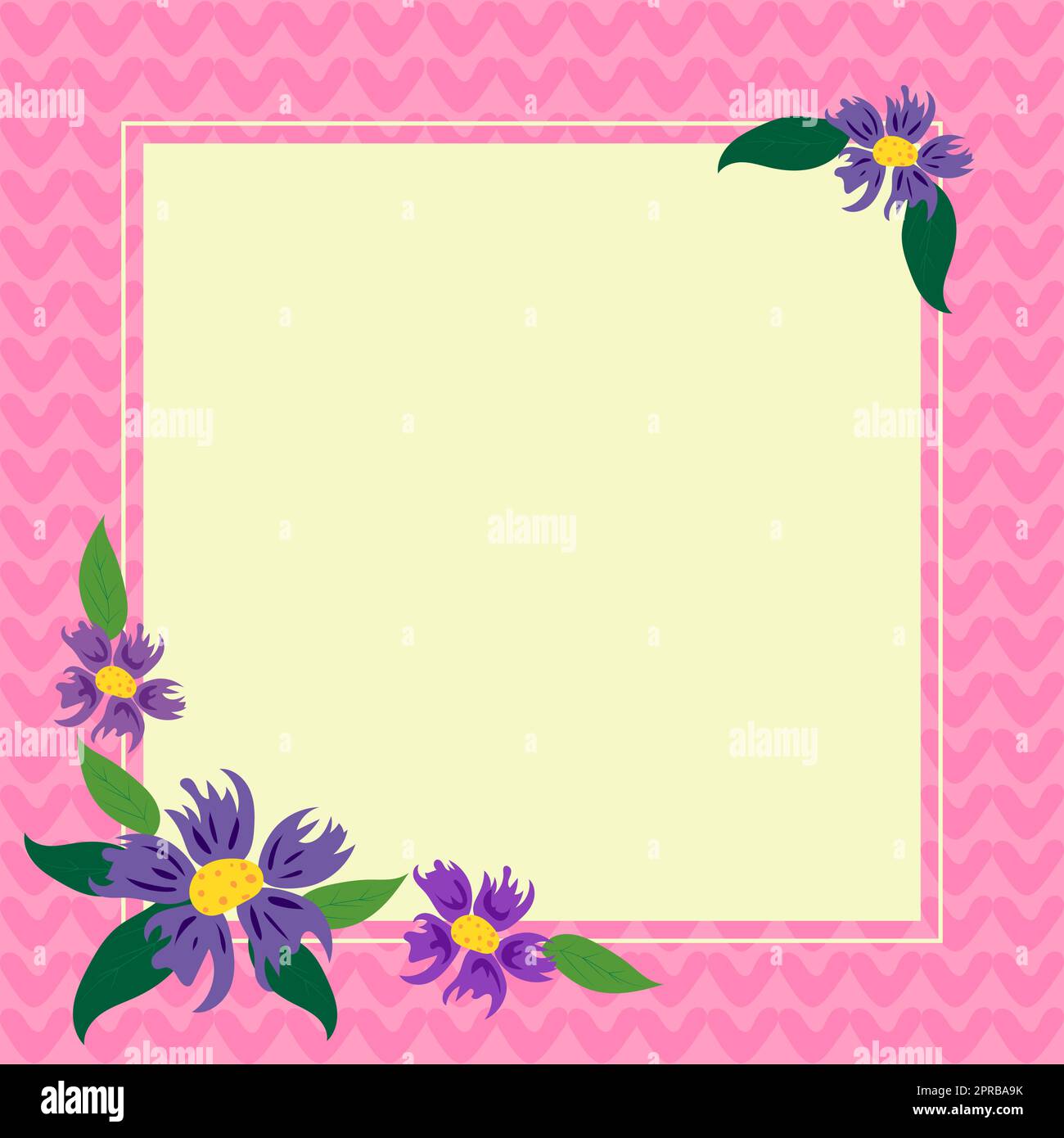 Frame With Leaves And Flowers Around And Important Announcements Inside ...
