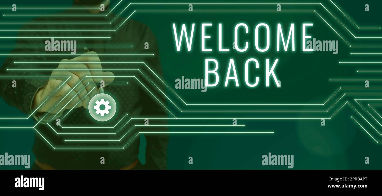 Text showing inspiration Welcome Back. Word Written on Warm Greetings ...
