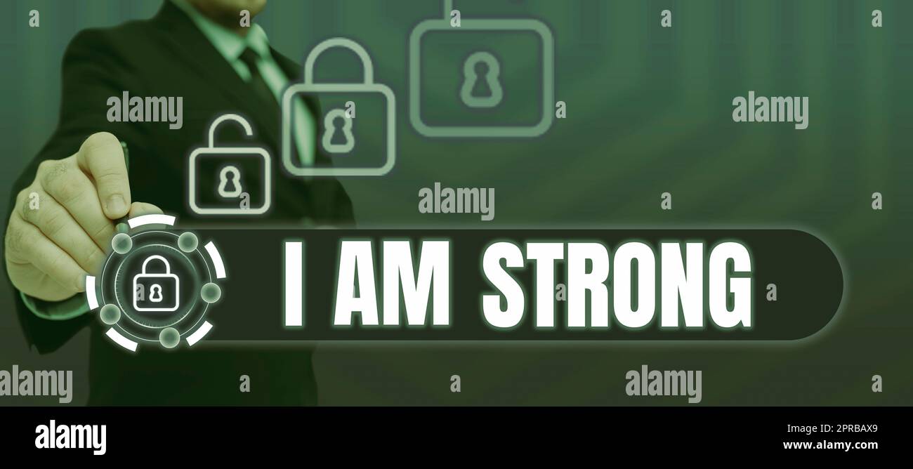Handwriting text I Am Strong. Business concept Have great strength ...