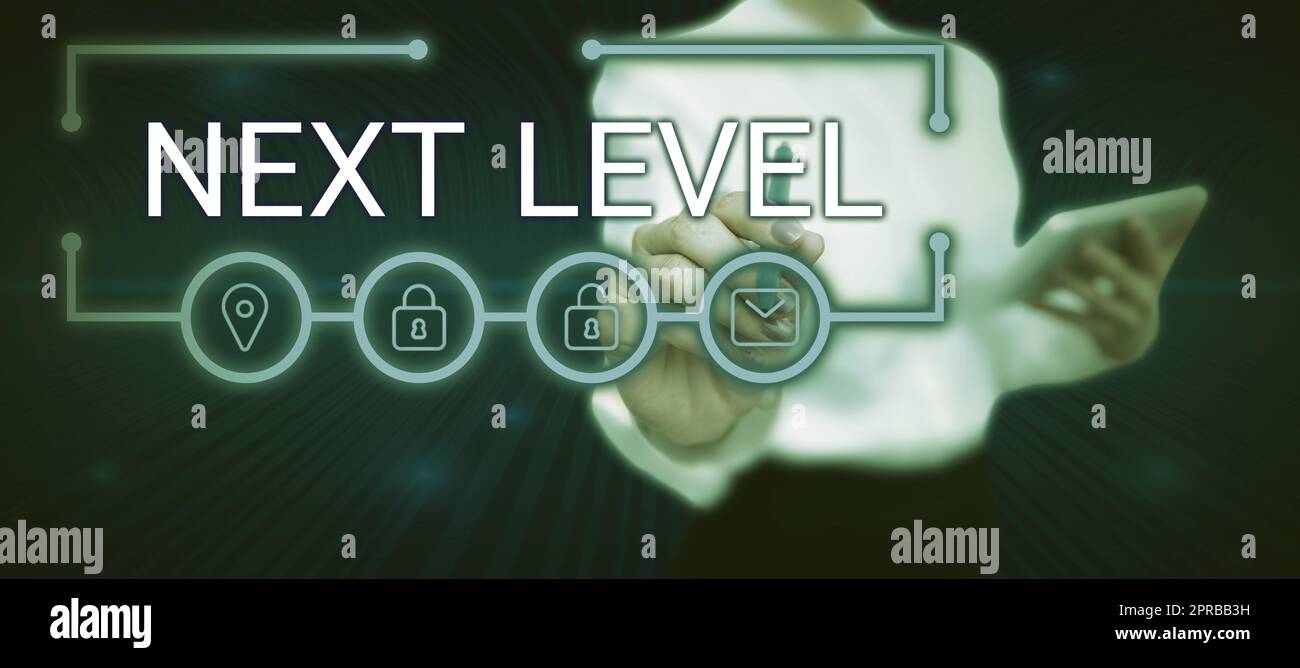 Sign displaying Next Level. Internet Concept having more than one floor ...