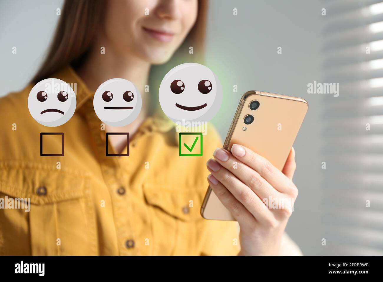 Customer feedback woman using hi-res stock photography and images - Alamy