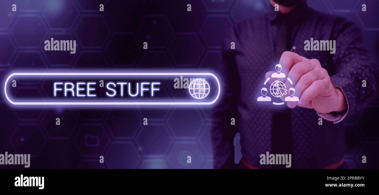 Text showing inspiration Free Stuff. Conceptual photo Any thing that ...