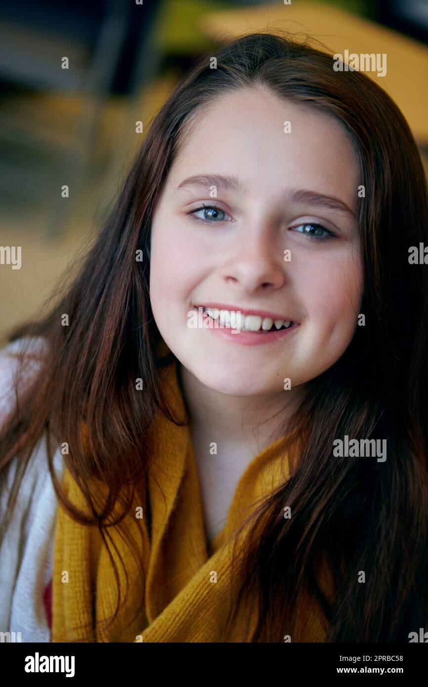 Happy days at school. Portrait of a smiling elementary student at ...