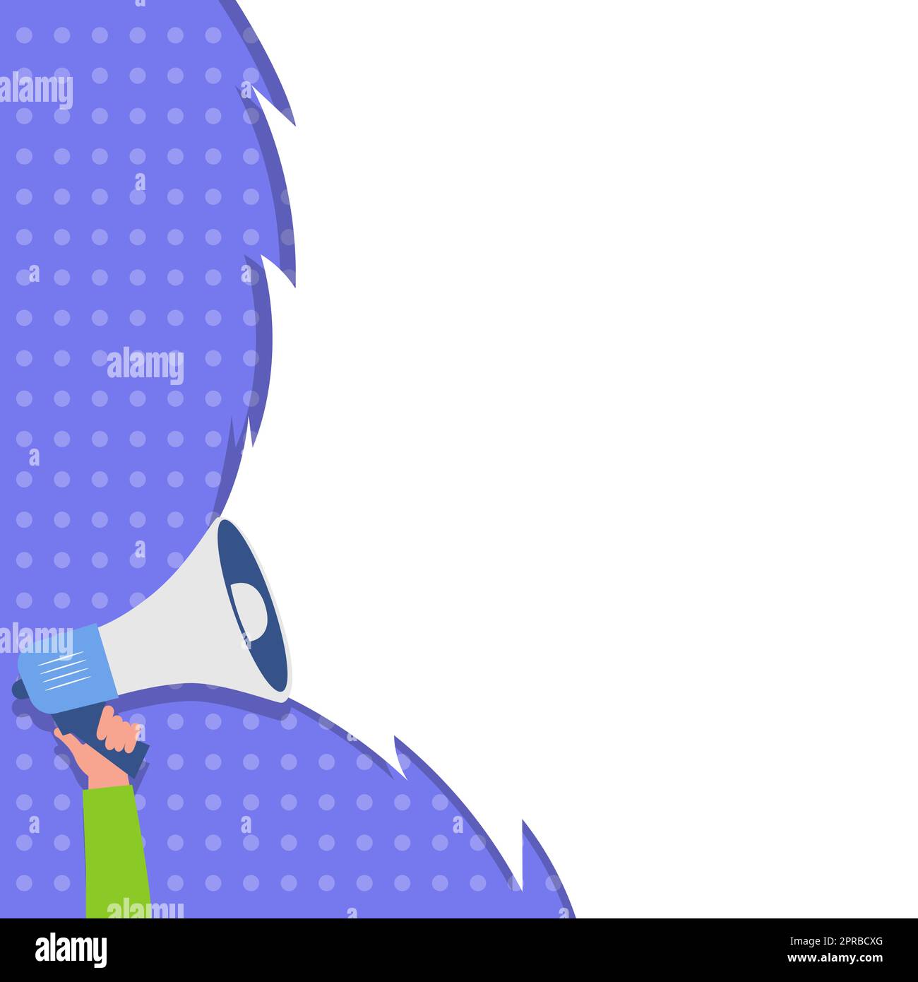 Hand Holding A Megaphones Drawing Making Loud New Announcement To The Public. Palm Gripping An ...