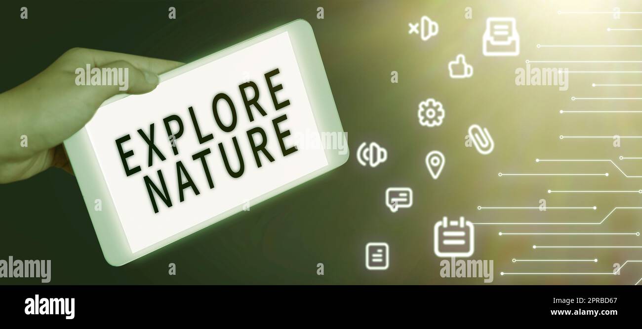 Sign displaying Explore Nature. Word Written on Reserve Campsite ...