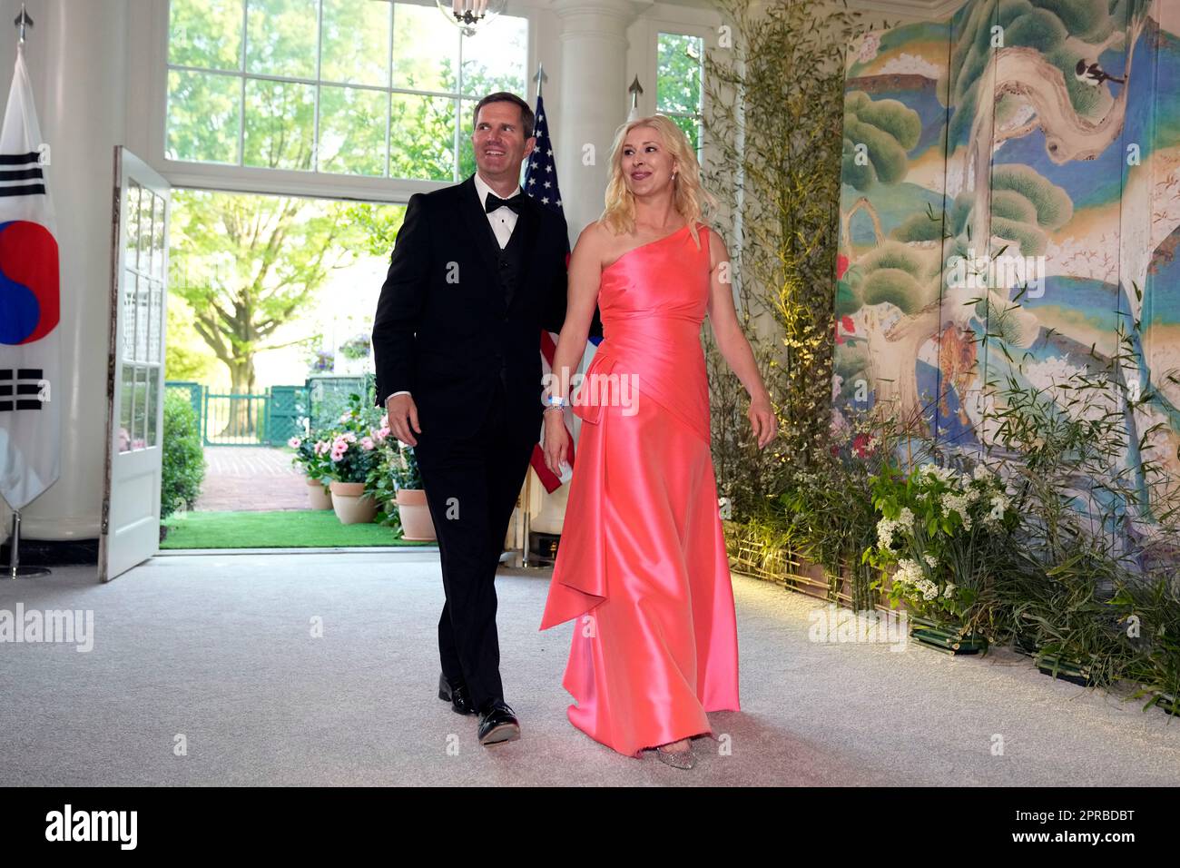 Kentucky Gov. Andy Beshear and his wife Britainy Beshear arrive for the ...