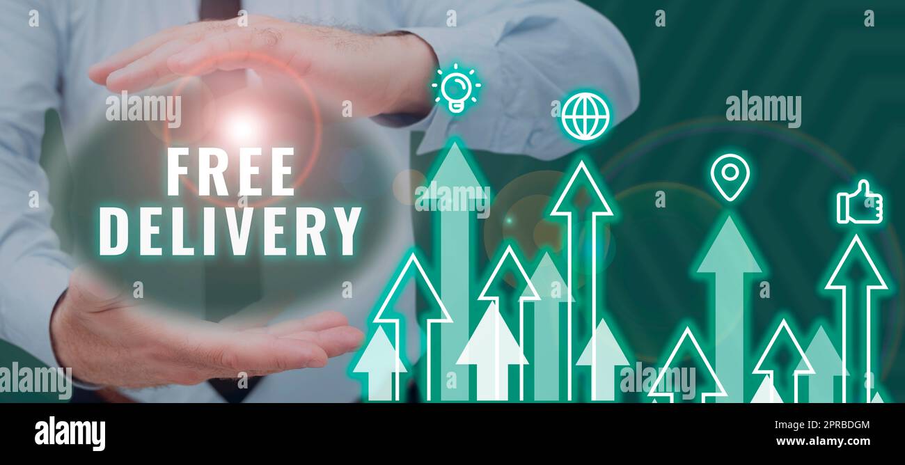 Conceptual caption Free Delivery. Conceptual photo Shipping Package ...