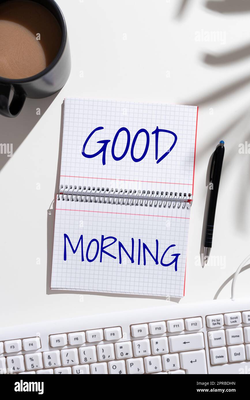 Writing displaying text Good Morning. Business showcase A conventional ...