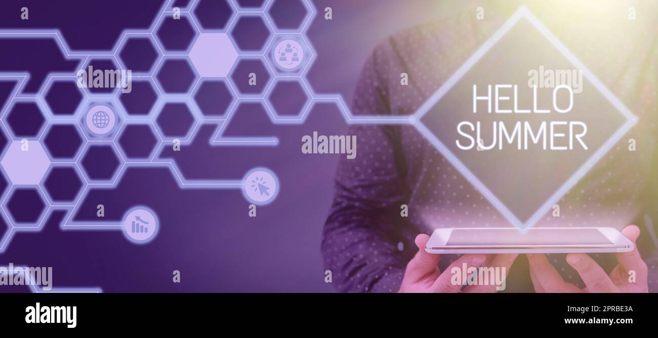Conceptual caption Hello Summer. Business showcase Welcoming the ...