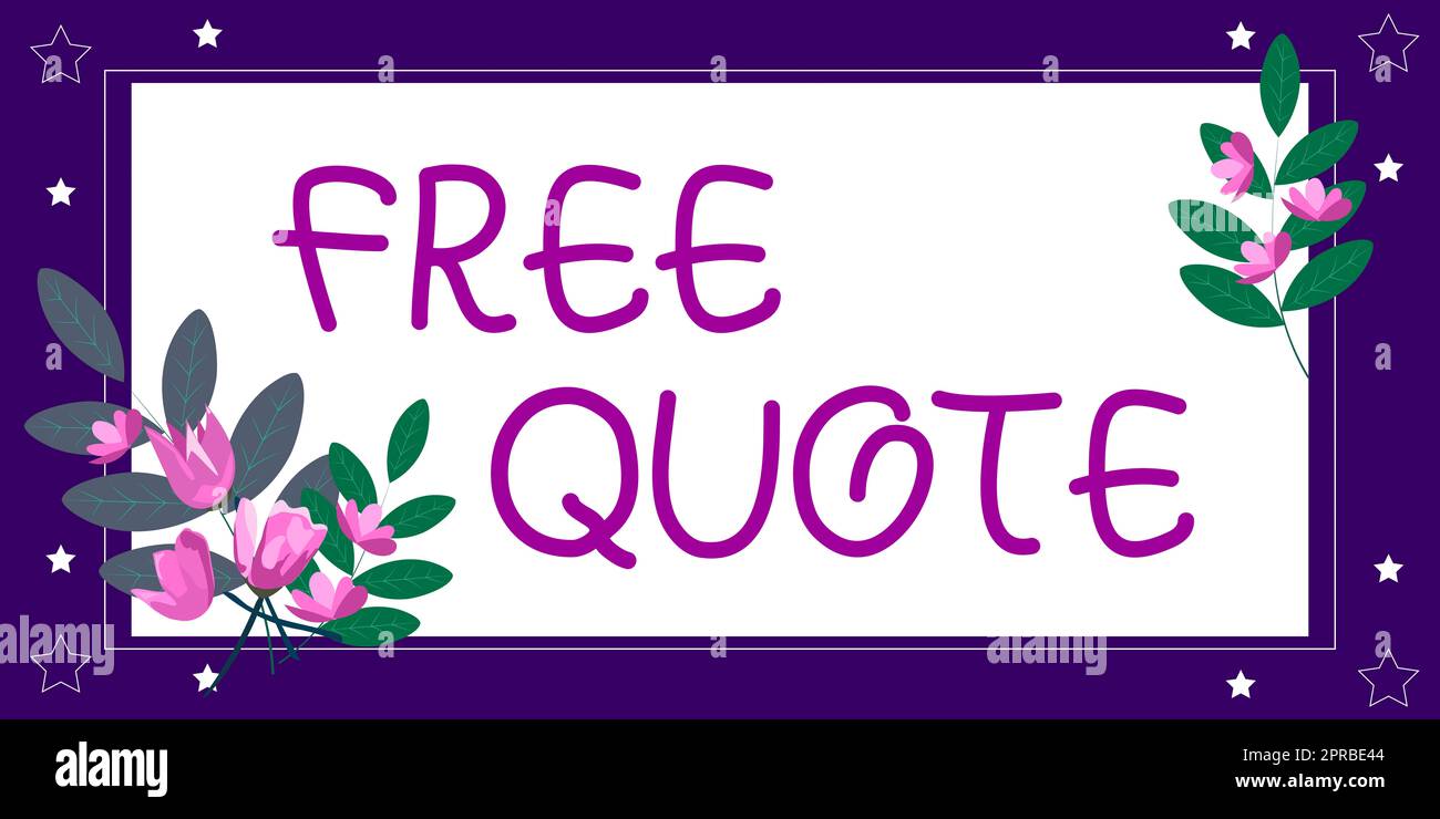 Text sign showing Free Quote. Business idea A brief phrase that is ...