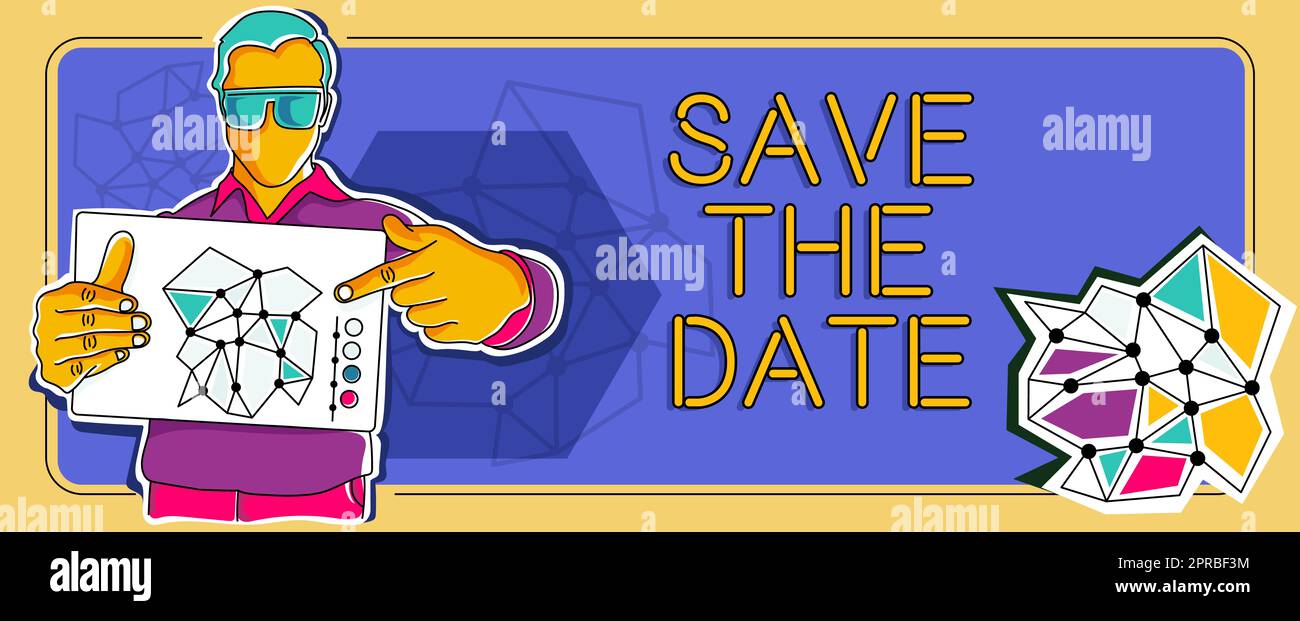 Text caption presenting Save The Date. Word Written on Systematized ...