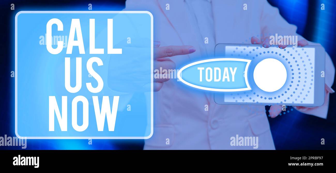 Text caption presenting Call Us Now. Word Written on Communicate by ...