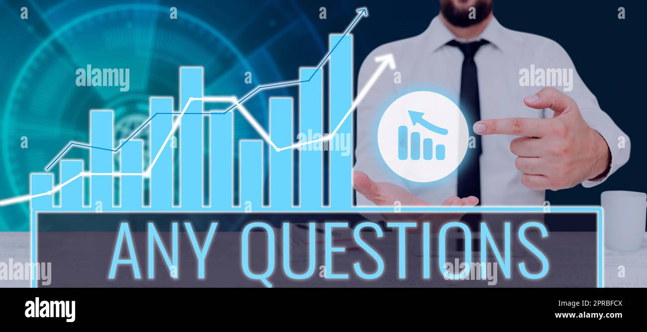 Text showing inspiration Any Questions. Business concept Clueless Blank ...