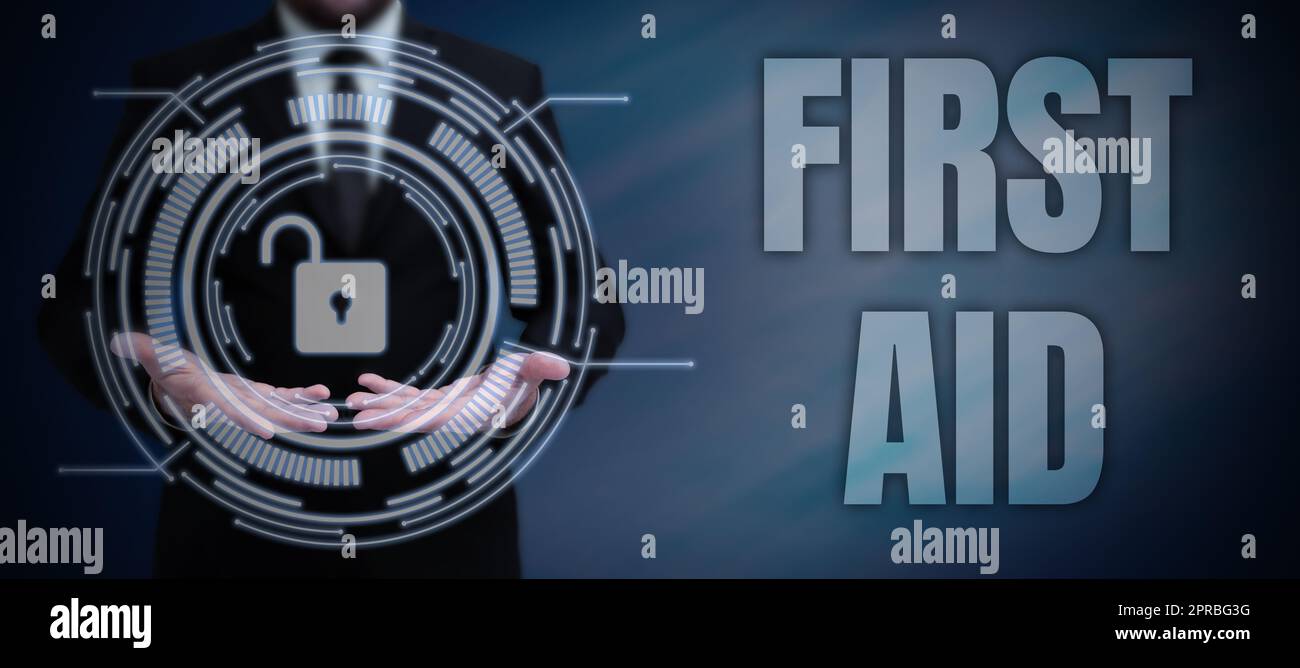 Conceptual display First Aid. Internet Concept Practise of healing ...