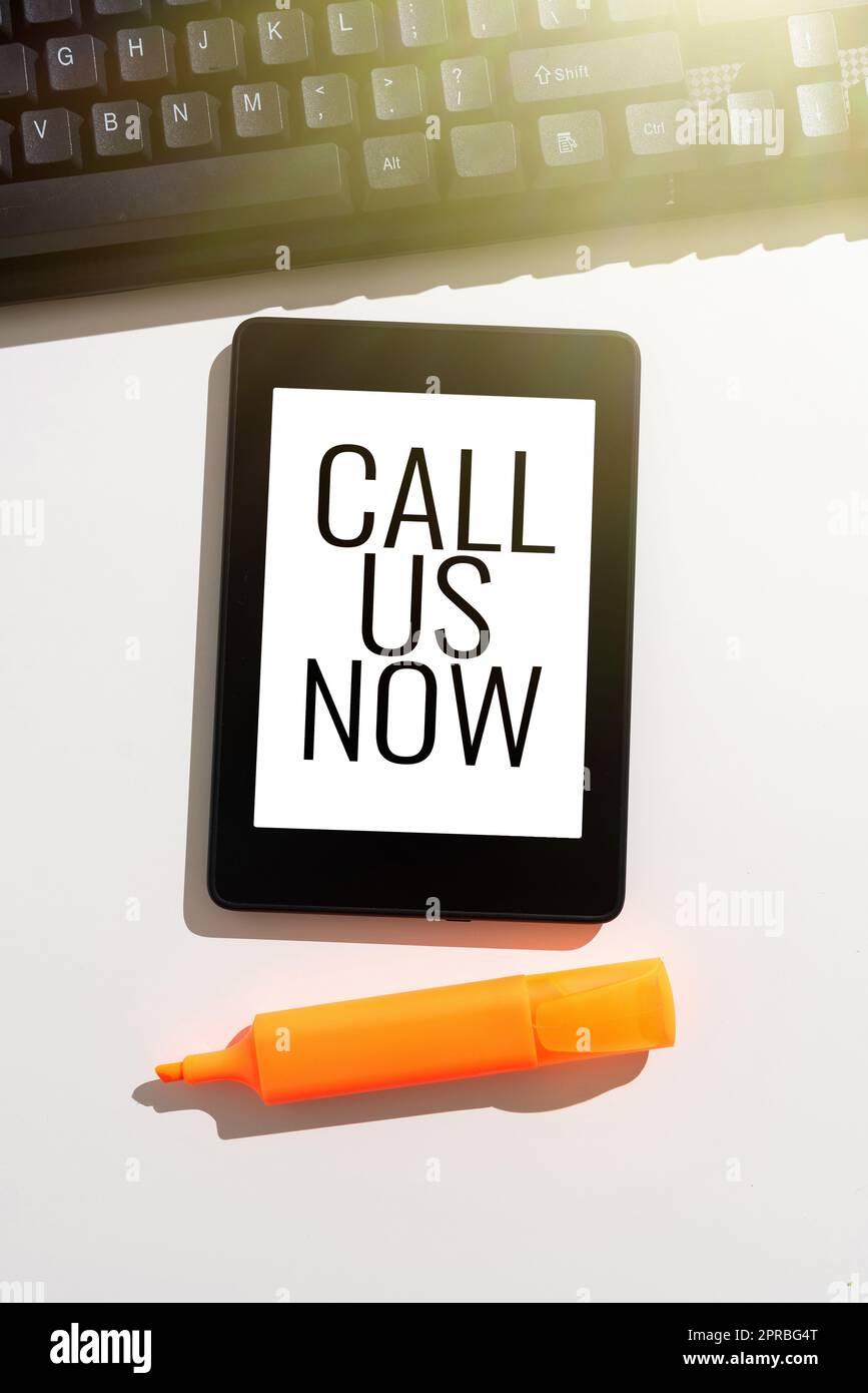 Text caption presenting Call Us Now. Business idea Communicate by ...