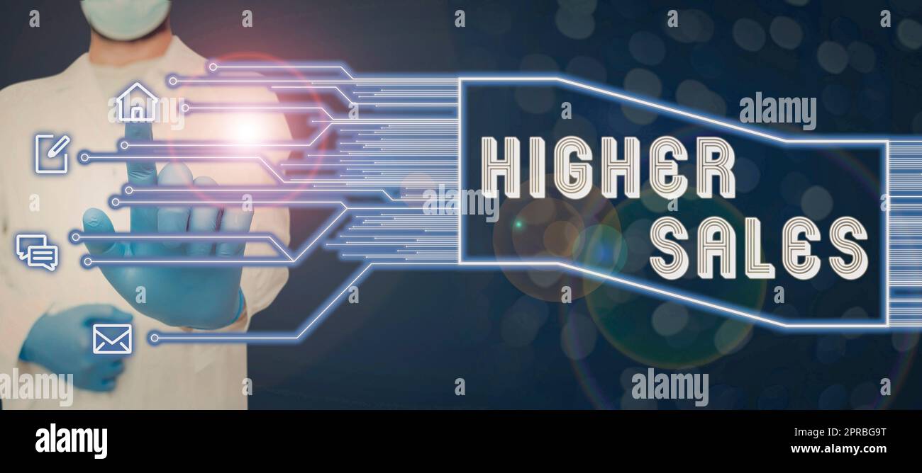 Text showing inspiration Higher Sales. Business showcase The average ...