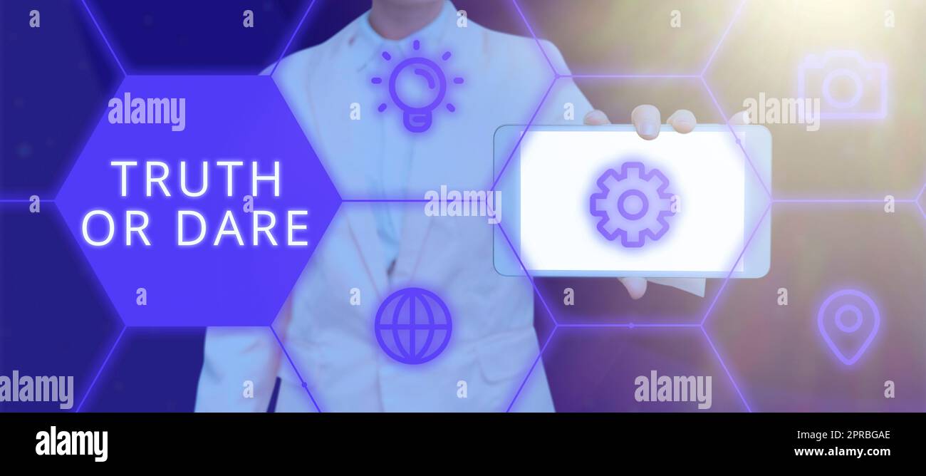 Conceptual caption Truth Or Dare. Internet Concept Tell the actual ...