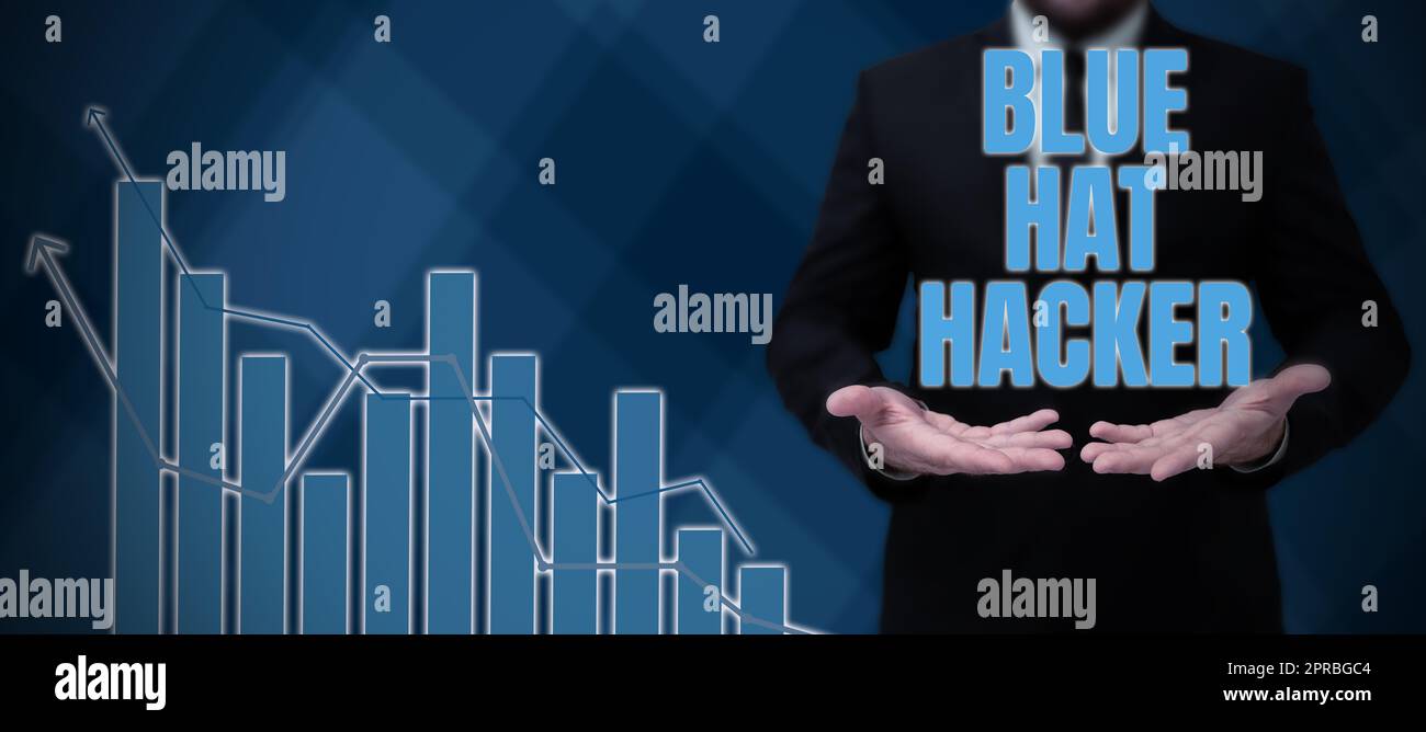 Handwriting text Blue Hat Hacker. Concept meaning Person consulting ...