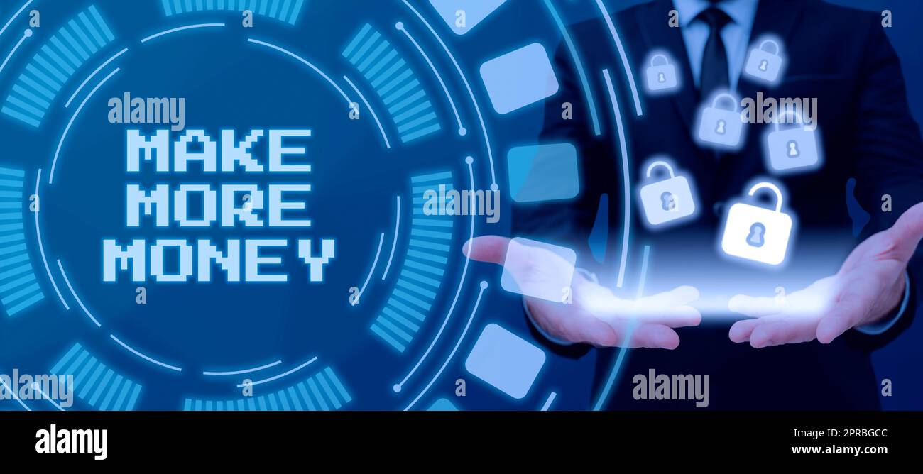 Text showing inspiration Make More Money. Business approach Increase ...