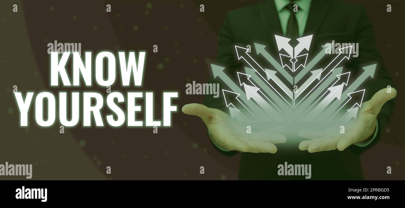 Writing displaying text Know Yourself. Business concept Find You ...