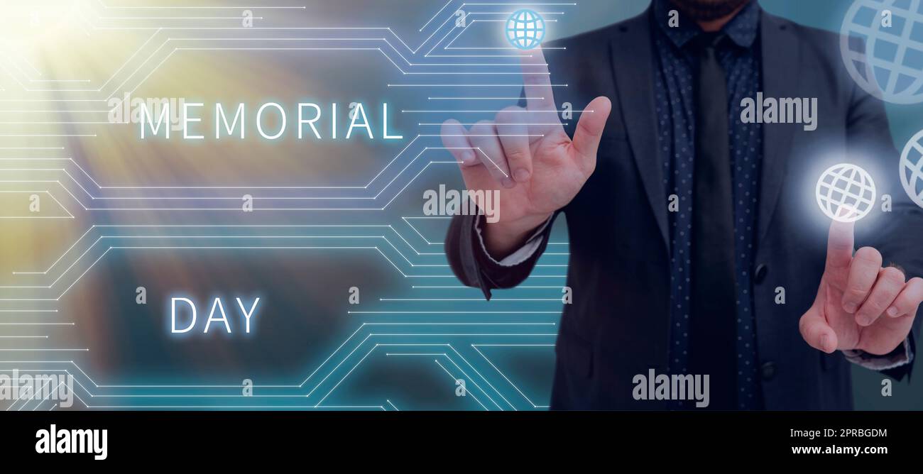 Text showing inspiration Memorial Day. Conceptual photo To honor and ...
